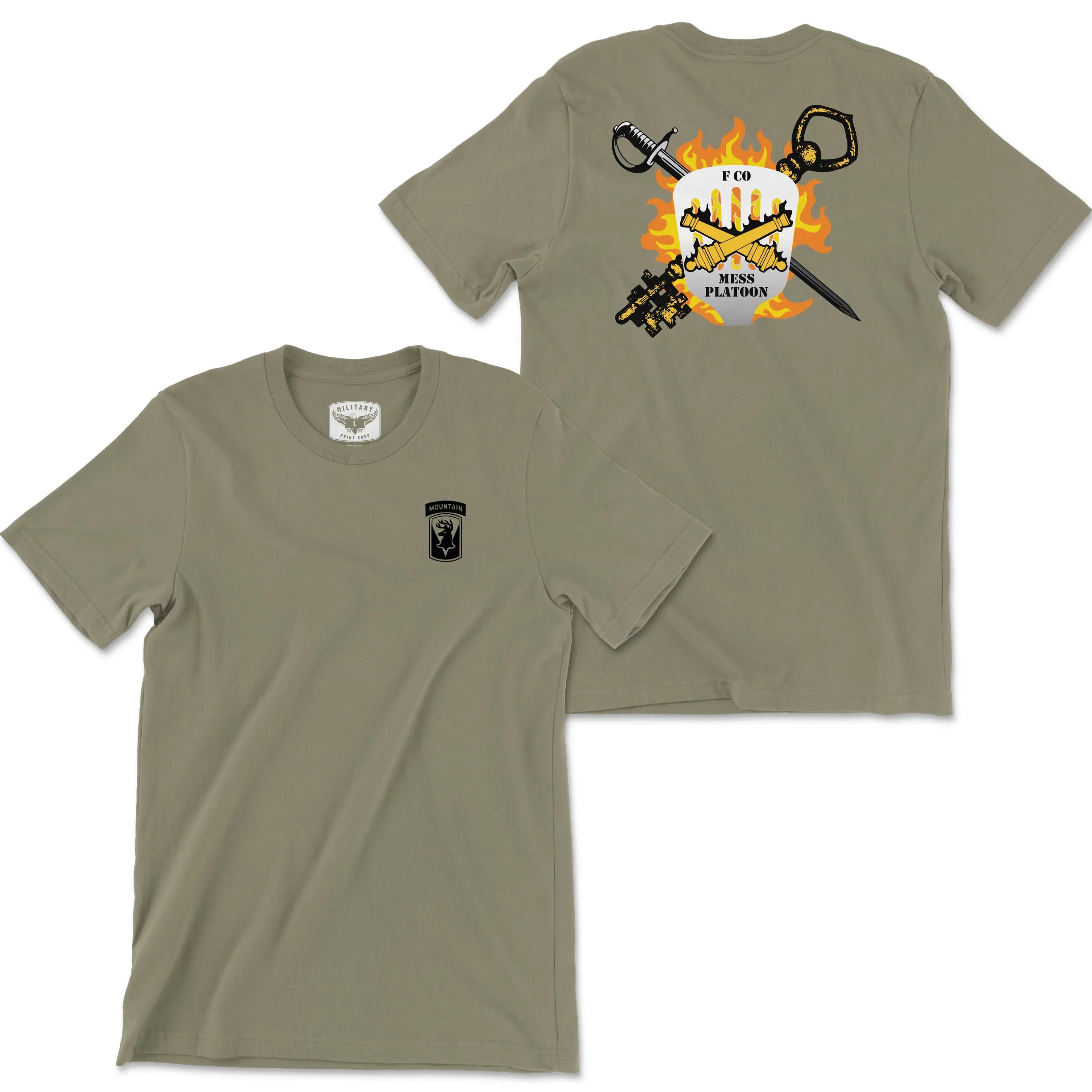 186th F Co Mess Section Coyote Brown Tee – Military Print Shop